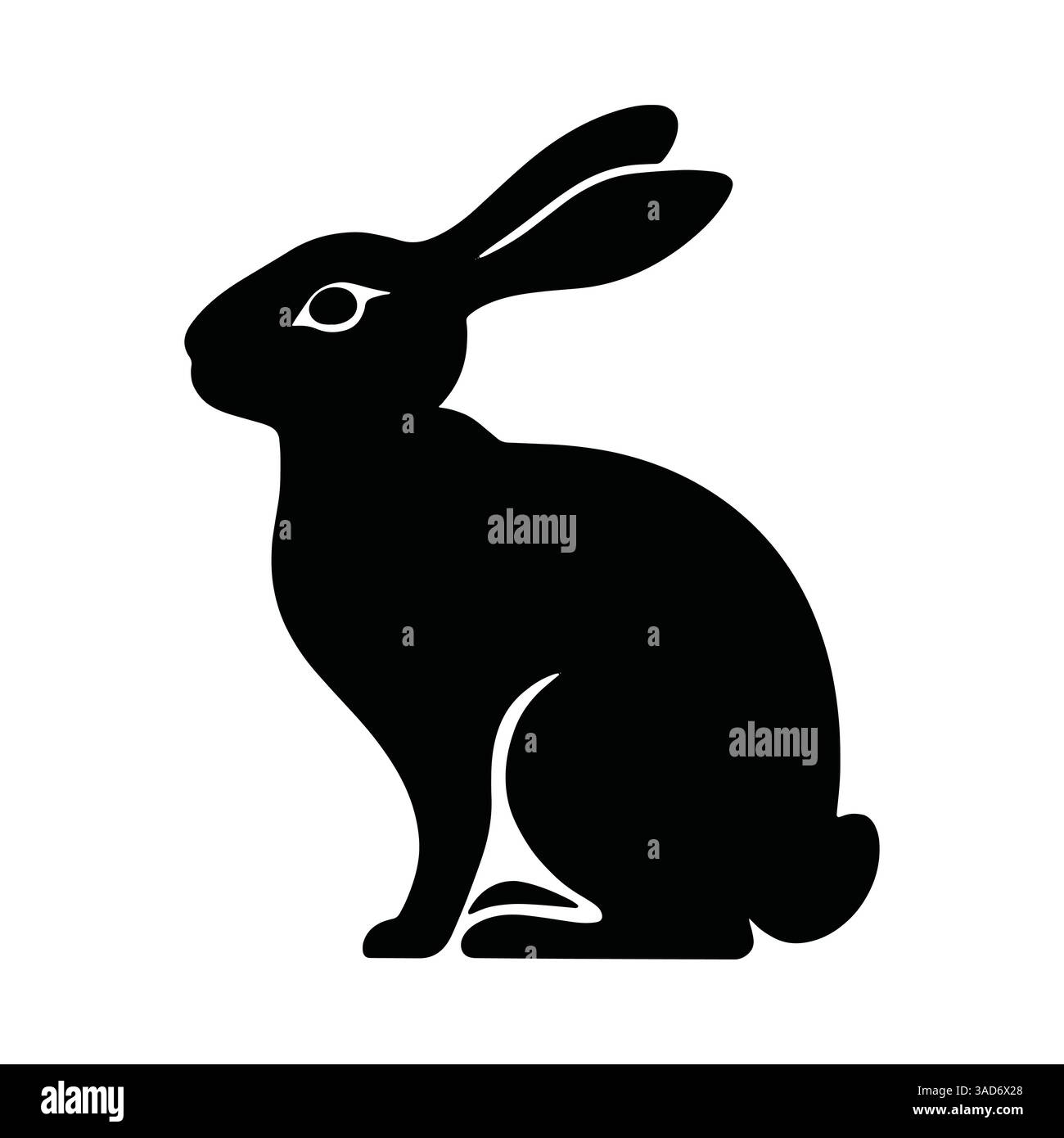 Rabbit silhouette icon. Simple black Easter Bunny design isolated on ...