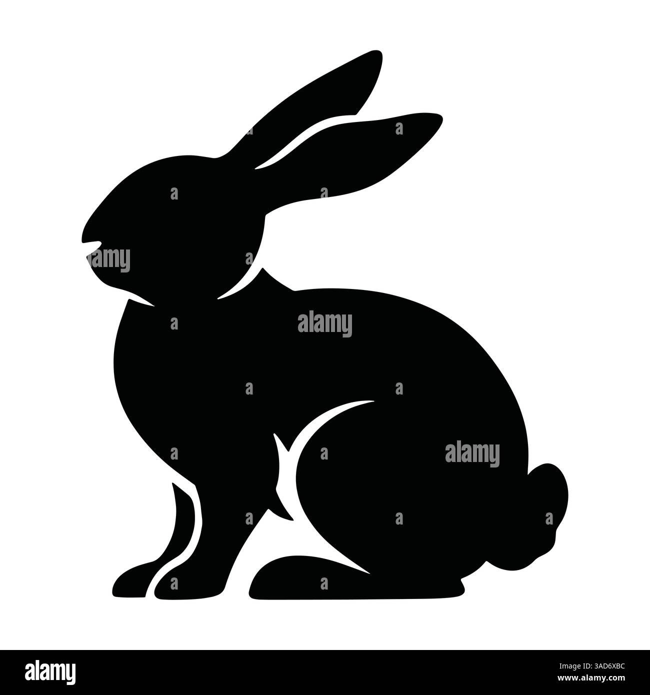 Rabbit silhouette icon. Simple black Easter Bunny design isolated on ...