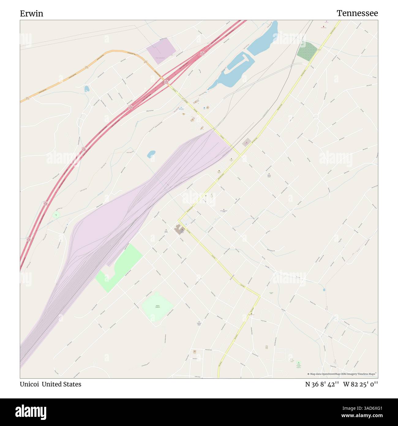 Erwin, Unicoi, United States, Tennessee, N 36 8' 42'', W 82 25' 0 ...