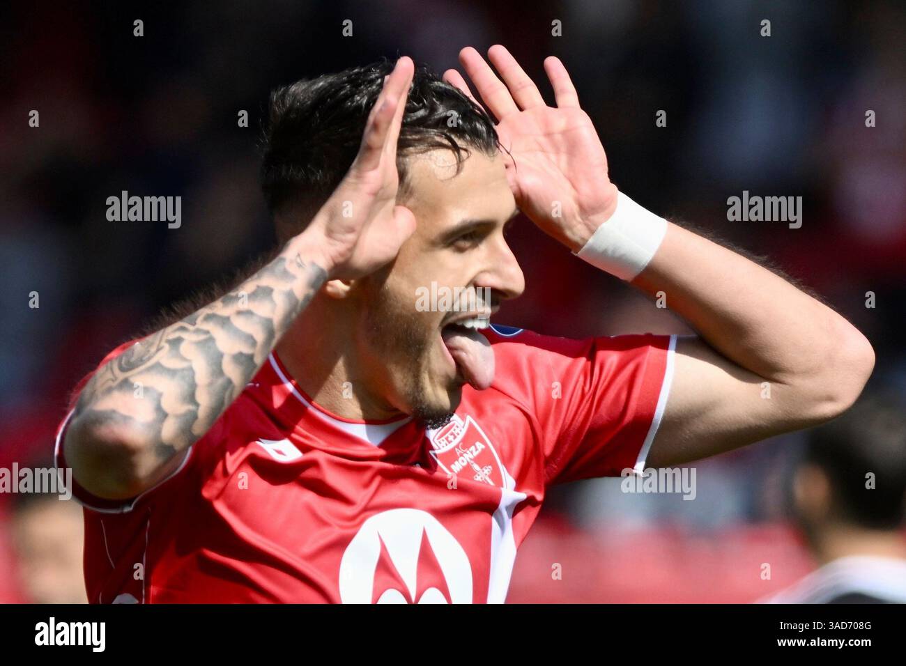 AC Monza's Dany Mota celebrates scoring his team's first goal during ...
