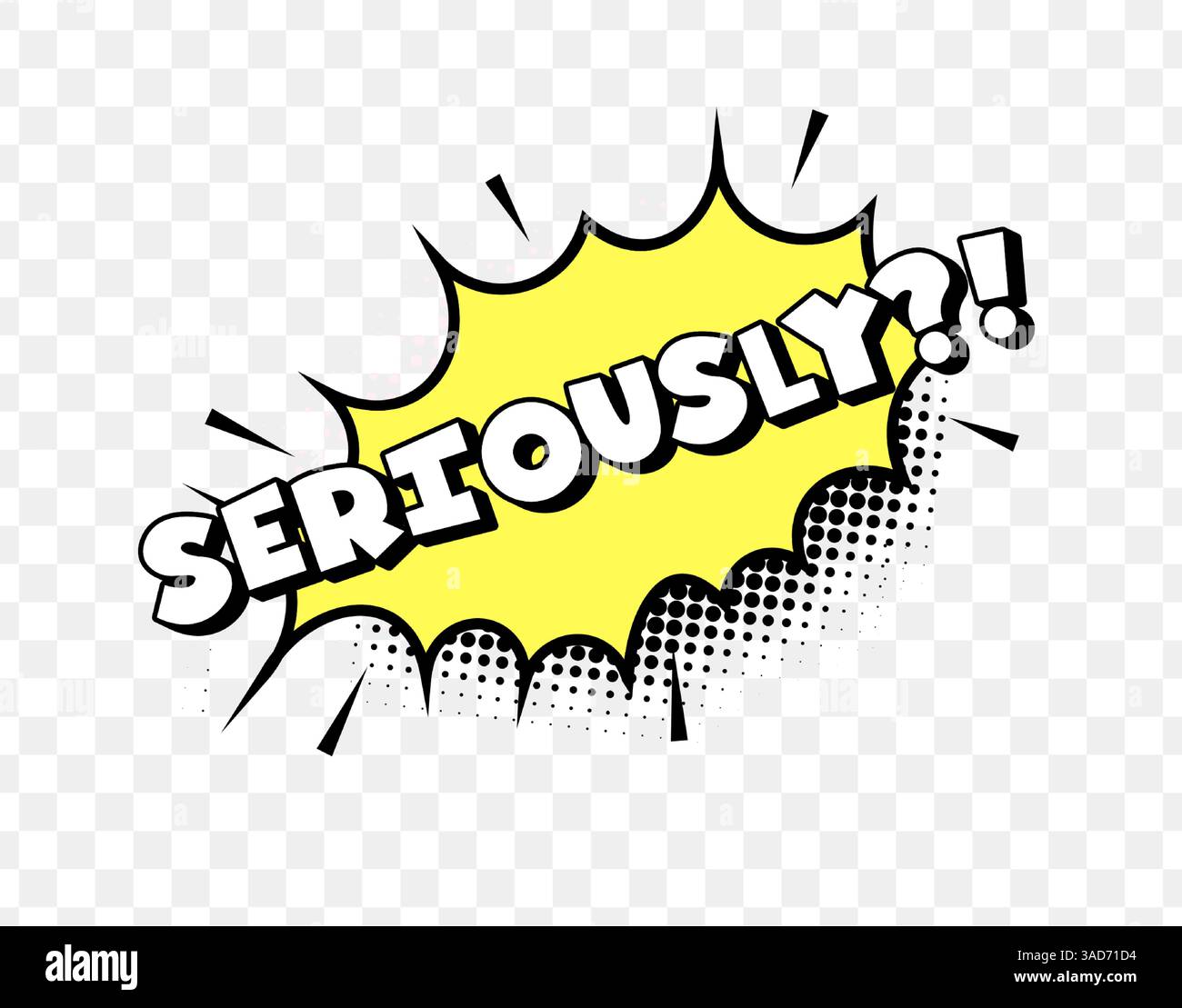 Comic Style Seriously Text in Yellow Explosion with Bold Letters and ...
