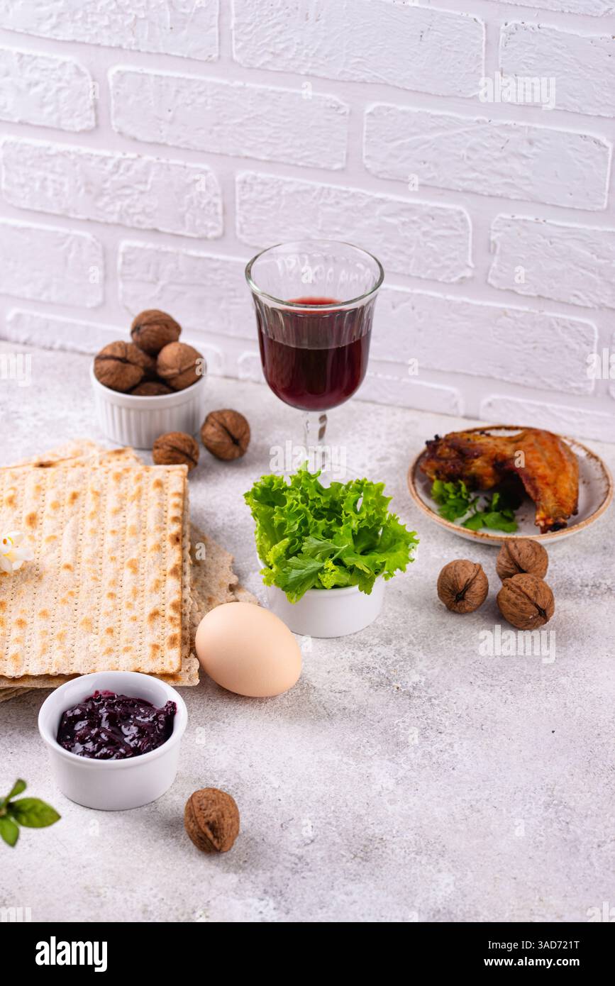 Traditional Passover Seder plate with symbolic foods. Symbolic of ...