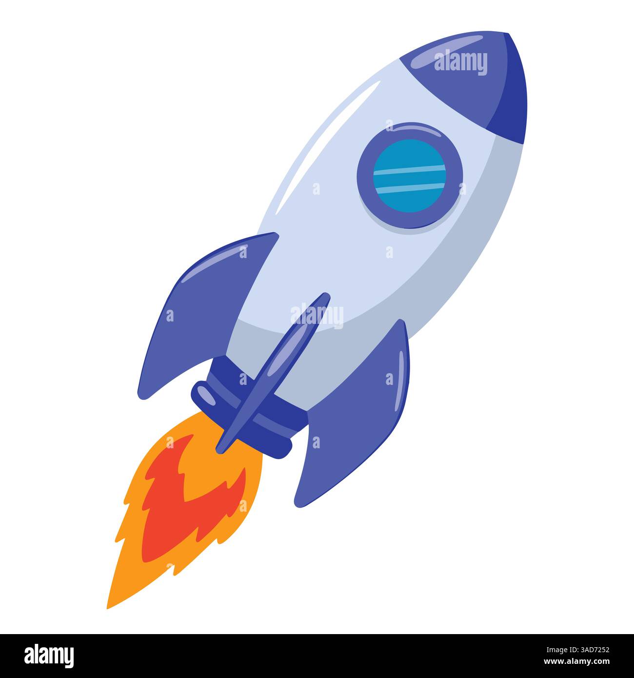 Rocket ship launched to space, Flying shuttle with fire trail. Business ...