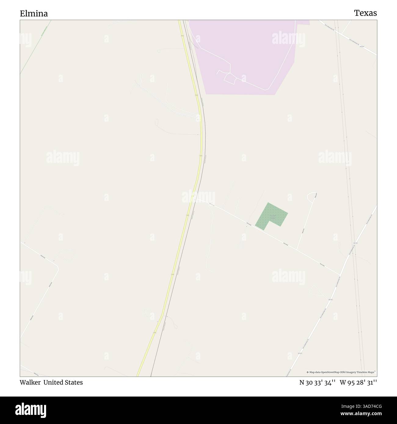 Elmina, Walker, United States, Texas, N 30 33' 34'', W 95 28' 31'', map ...