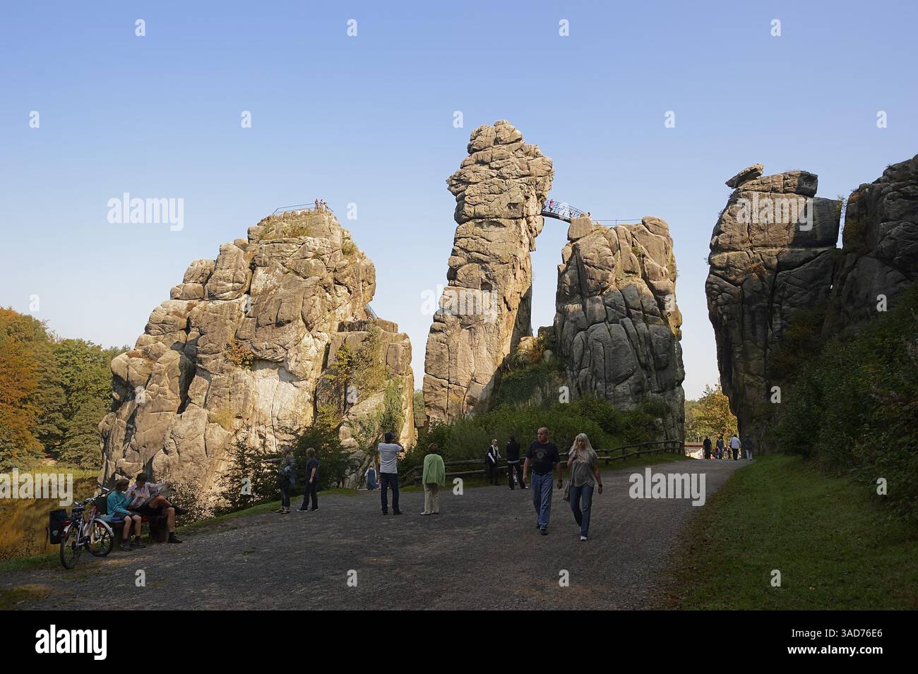 Rock formation Externsteine, Horn-Bad Meinberg, Teutoburg Forest, North Rhine-Westphalia ...