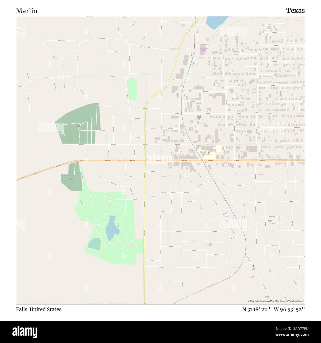 Marlin, Falls, United States, Texas, N 31 18' 22'', W 96 53' 52'', map ...