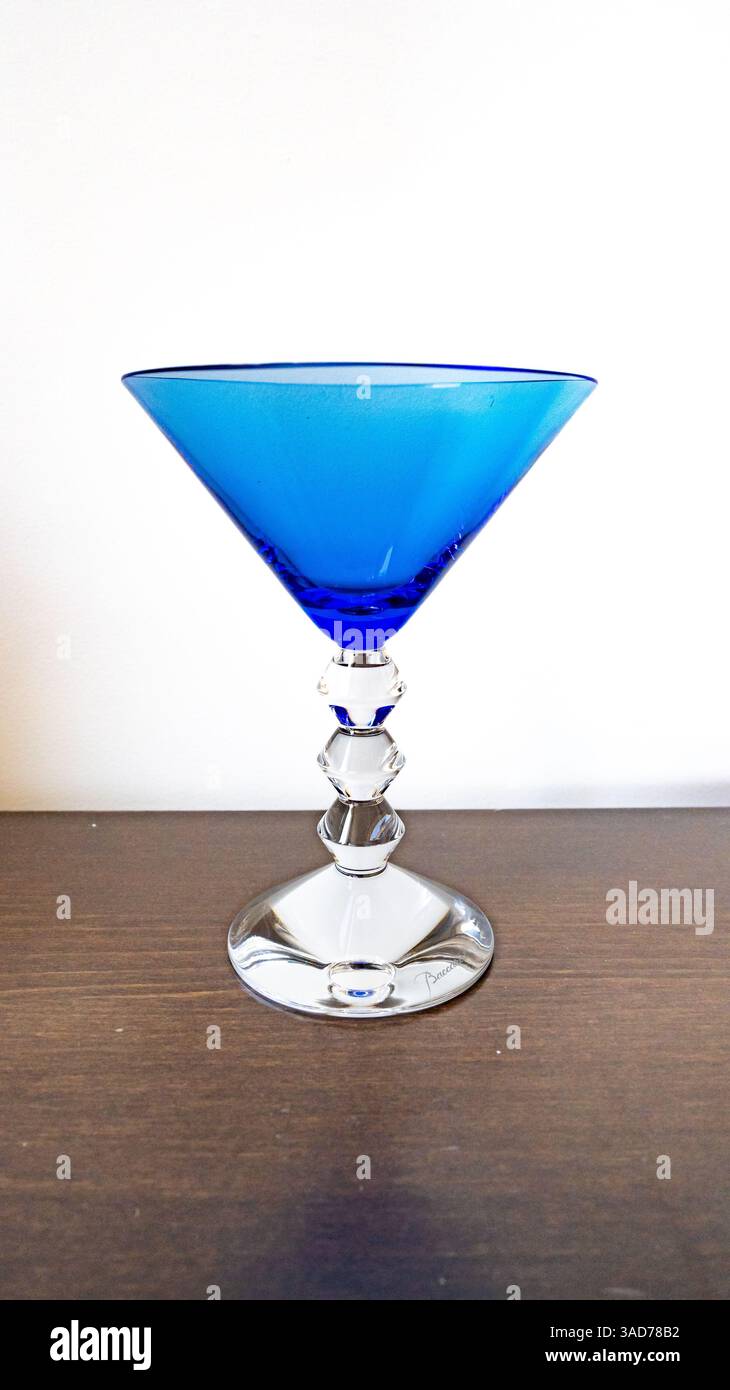 Blue cocktail grass of Baccarat's Vega Collection Stock Photo - Alamy
