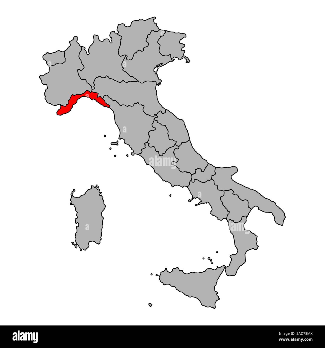 Italy map of Liguria symbol shape, travel web flat concept icon web ...