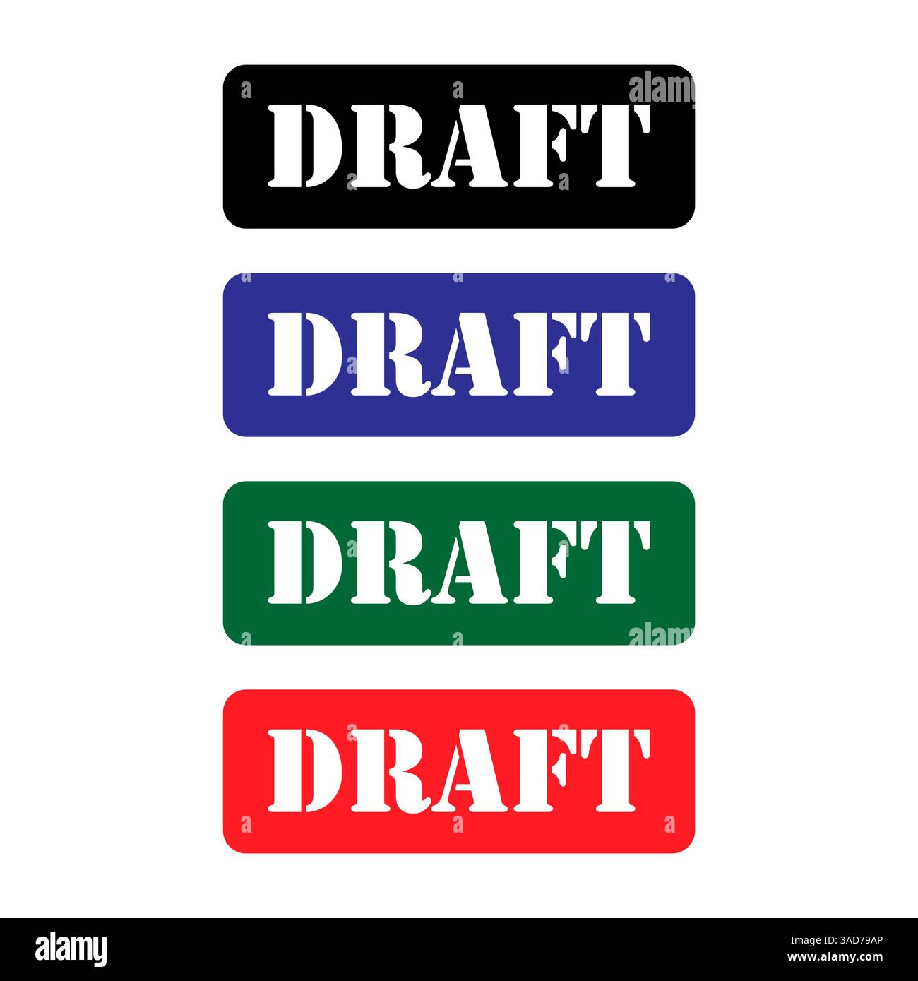 Set of Draft stamp symbol, label sticker sign button, text banner ...