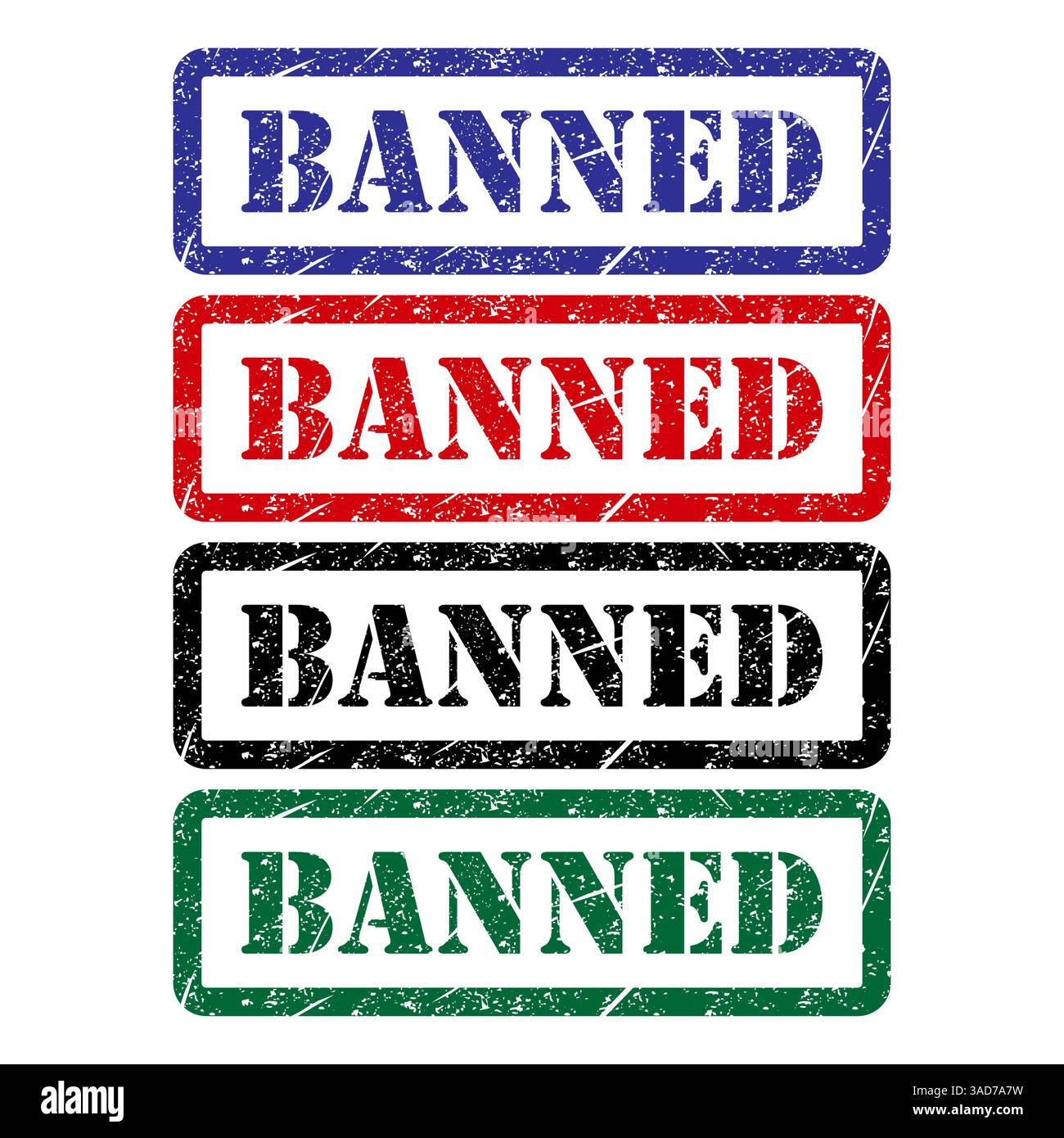 Set of Banned stamp symbol, label sticker sign button, text banner ...