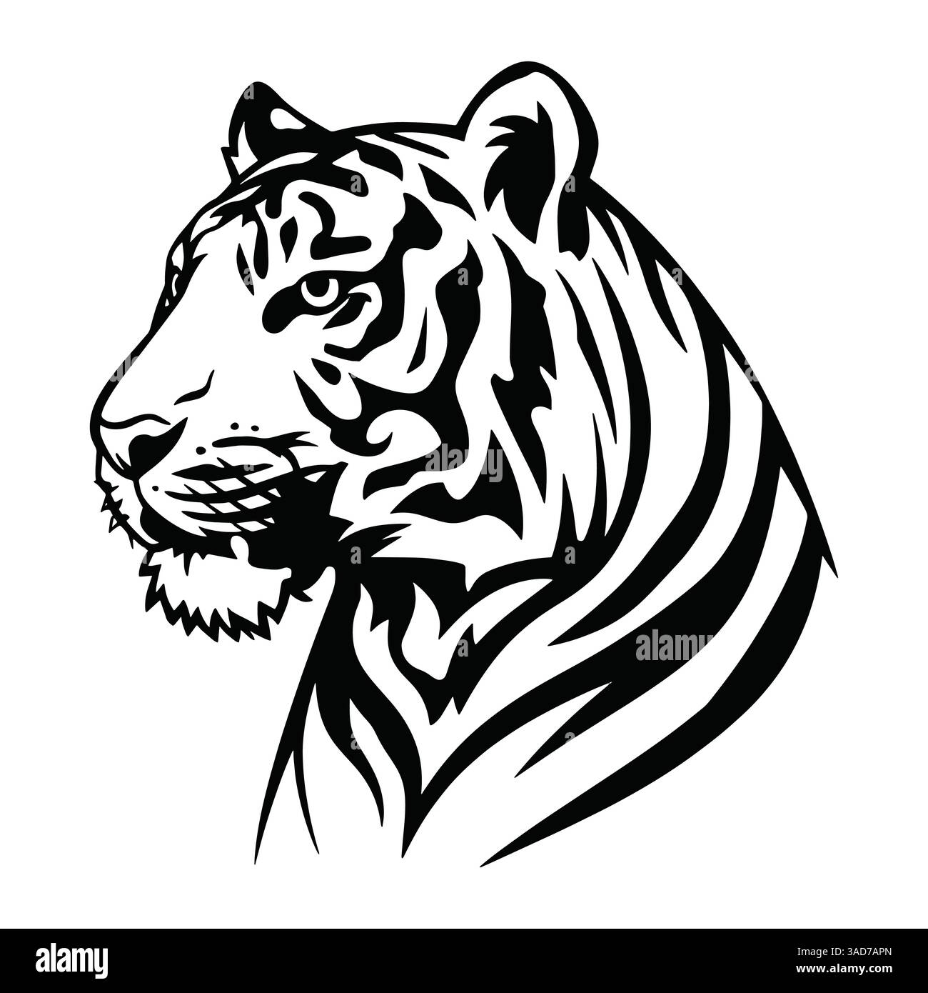 Roaring tiger silhouette vector illustration. Bold and dynamic design ...
