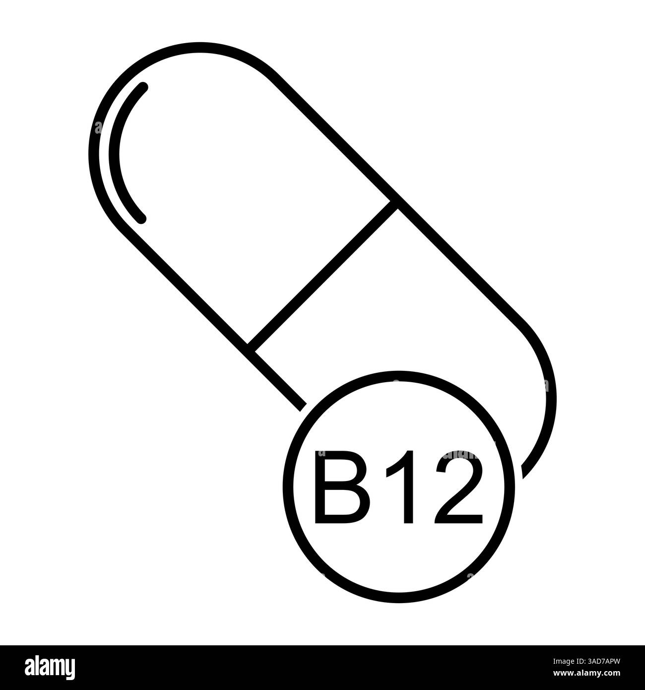 Vitamin B12 icon, healthy medicine pill supplement symbol, complex ...