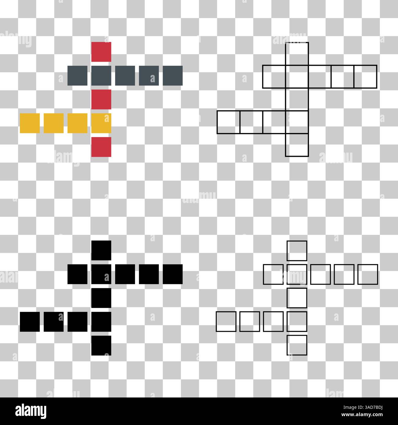 Set of Crossword concept icon, cross word graphic, web flat vector ...
