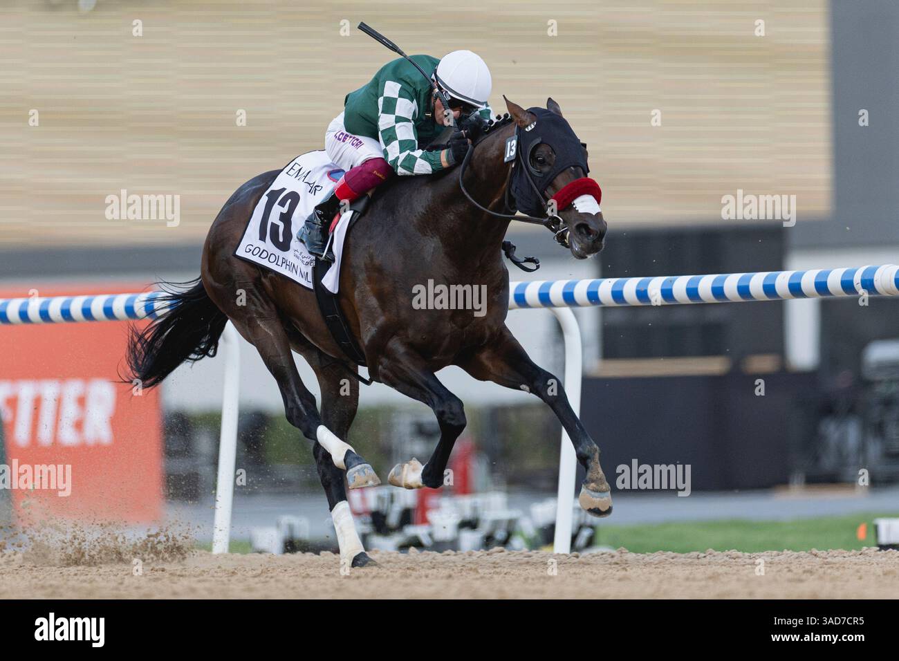 April 5, 2025, Meydan, Uae, USA: Raging Torrent (13) ridden by Frankie ...