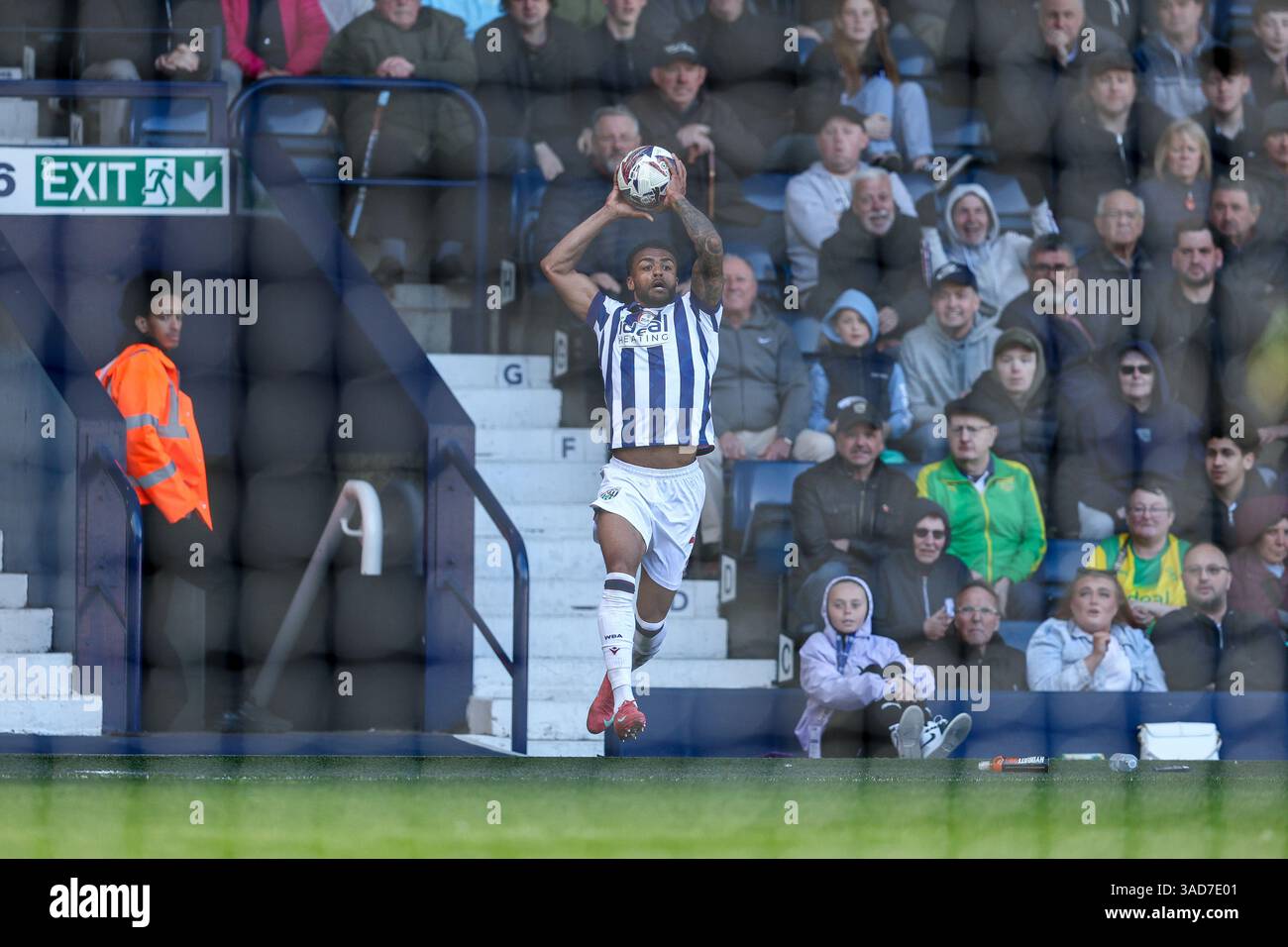 #2, Darnell Furlong of WBA takes a long throw in during the Sky Bet ...