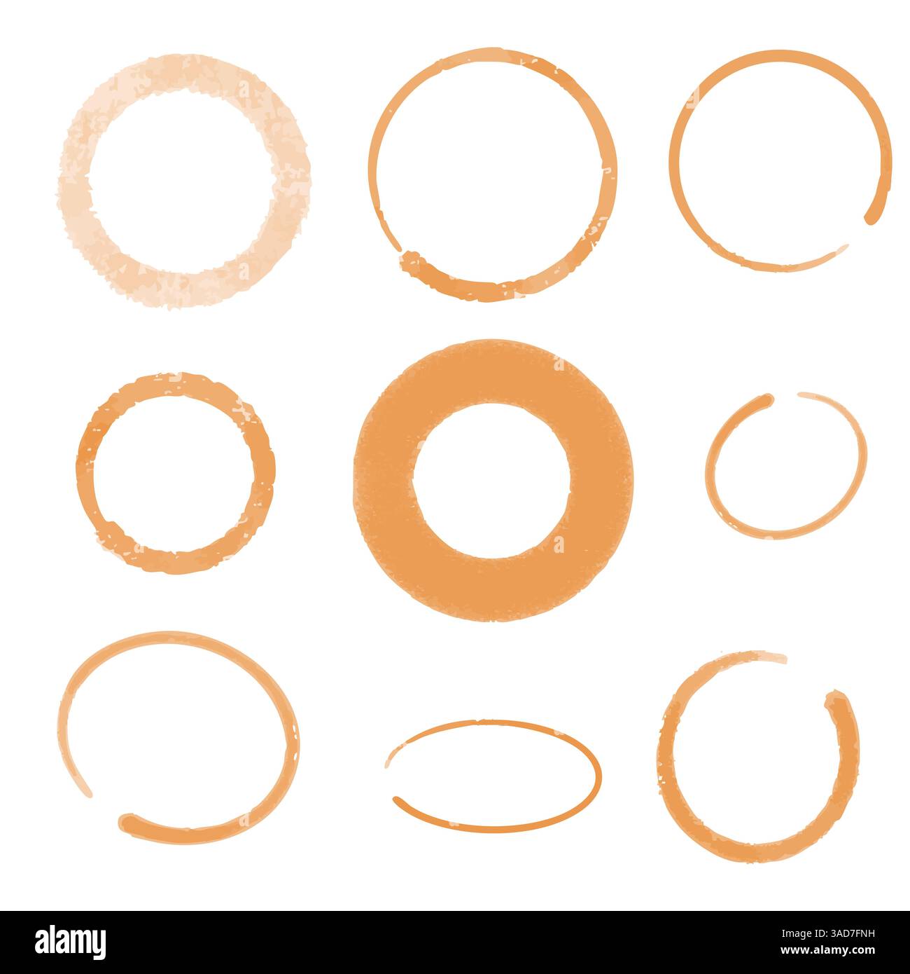 Set of circle elements isolated, textured empty circle Stock Vector ...