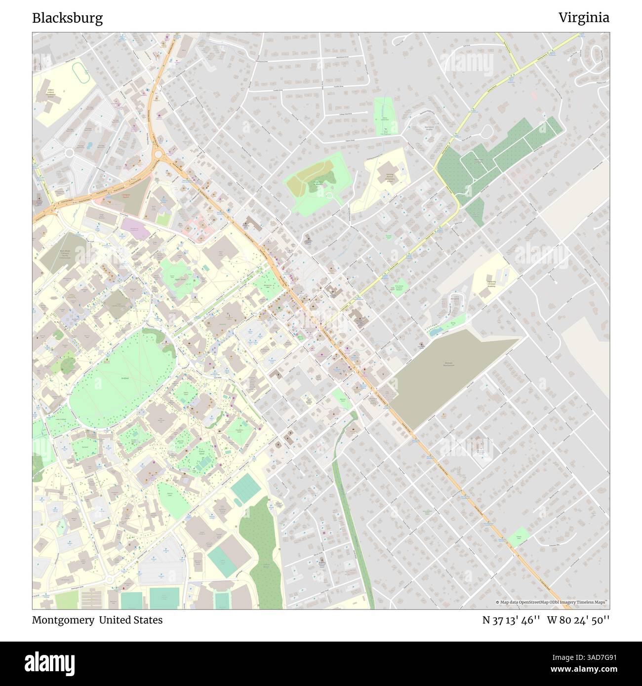 Blacksburg, Montgomery, United States, Virginia, N 37 13' 46'', W 80 24 ...