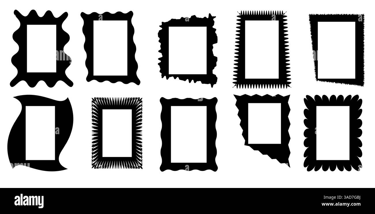 Squiggle stories frames set. Jaggered edges, retro scallop frames ...