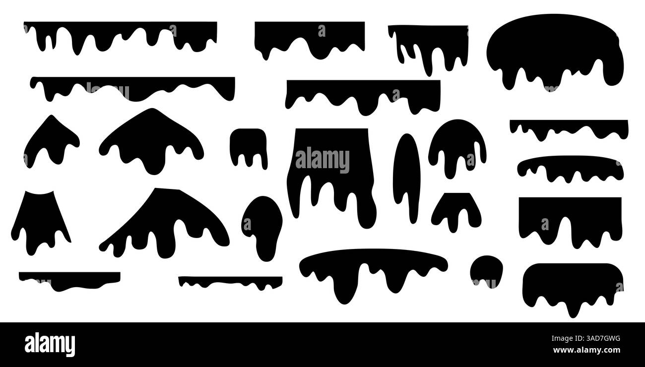 Cartoon black slime frames. Halloween holiday creepy frames, vector ...