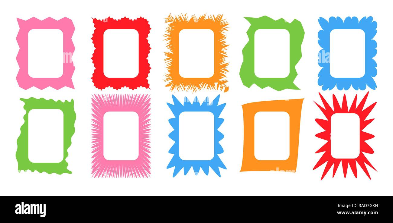 Squiggle stories frames set. Jaggered edges, retro scallop frames ...