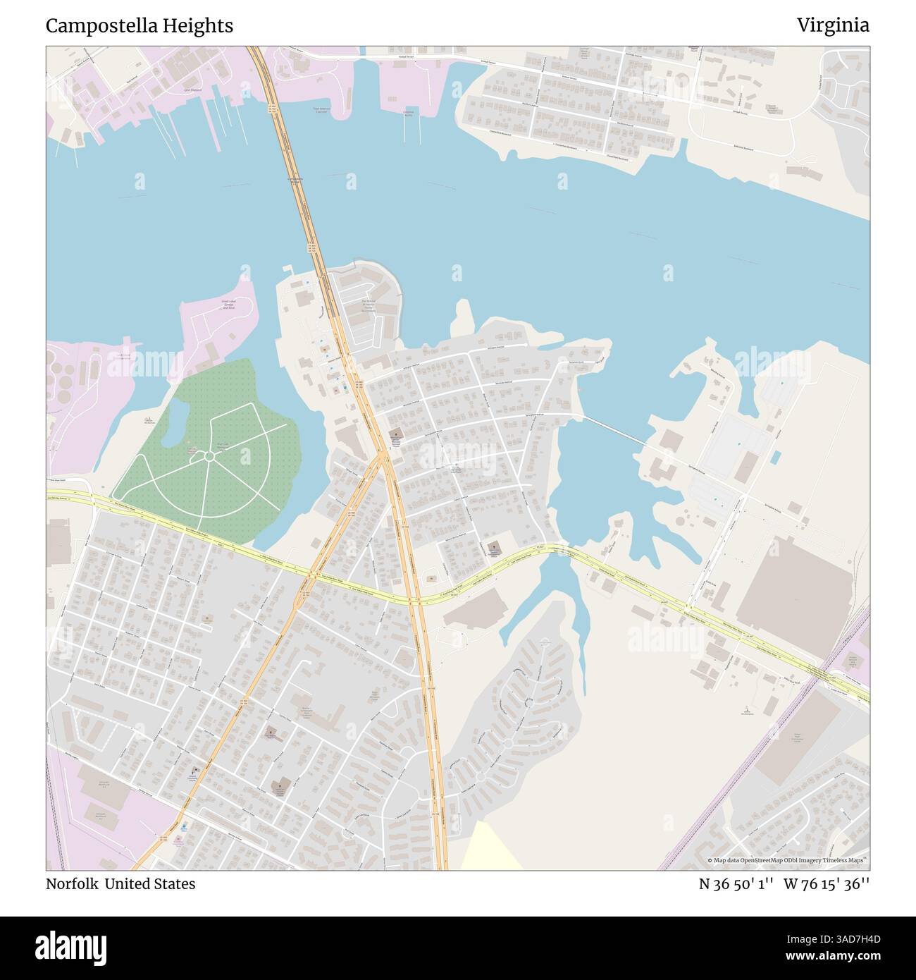 Campostella Heights, Norfolk, United States, Virginia, N 36 50' 1'', W ...