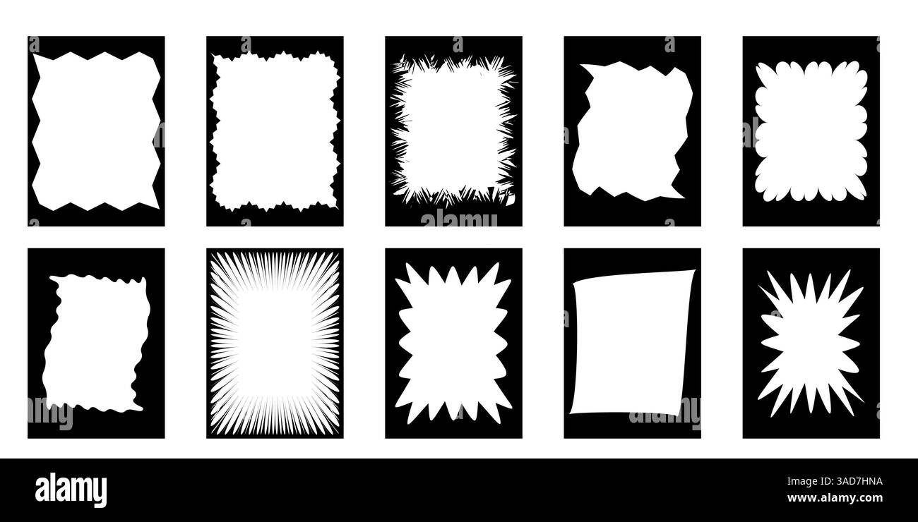 Set of blank isolated forms , flat zigzag. Squiggle stories frames set ...