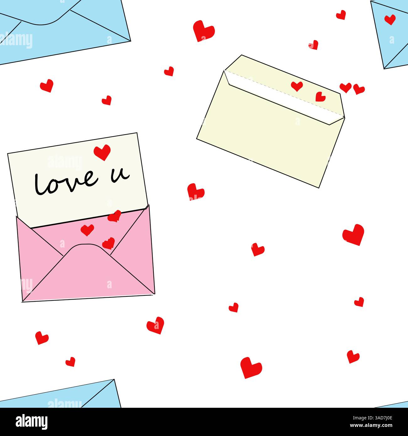 Seamless pattern with envelopes and letters, background, flat design ...