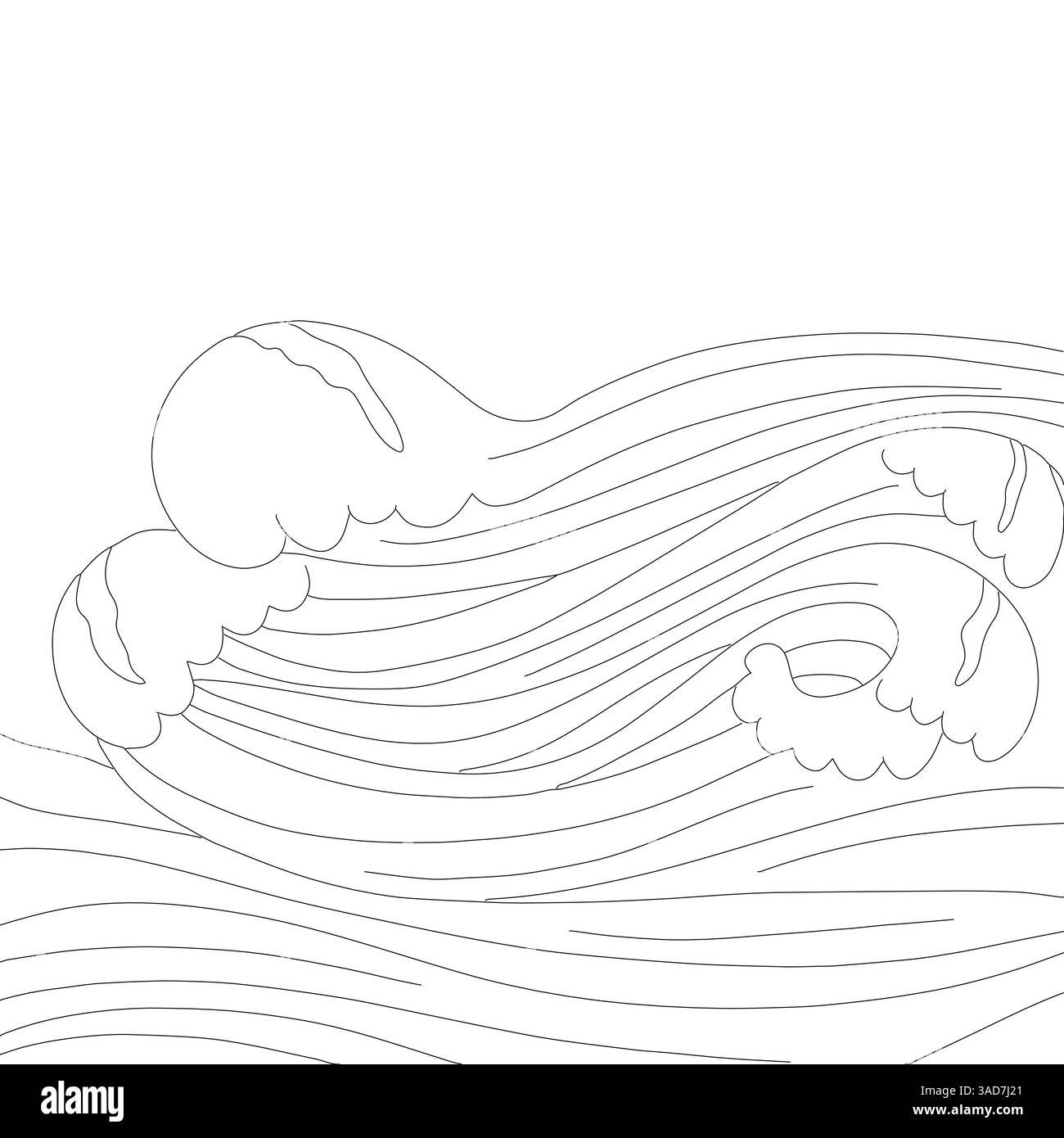 Sea waves vintage poster Black and White Stock Photos & Images - Alamy