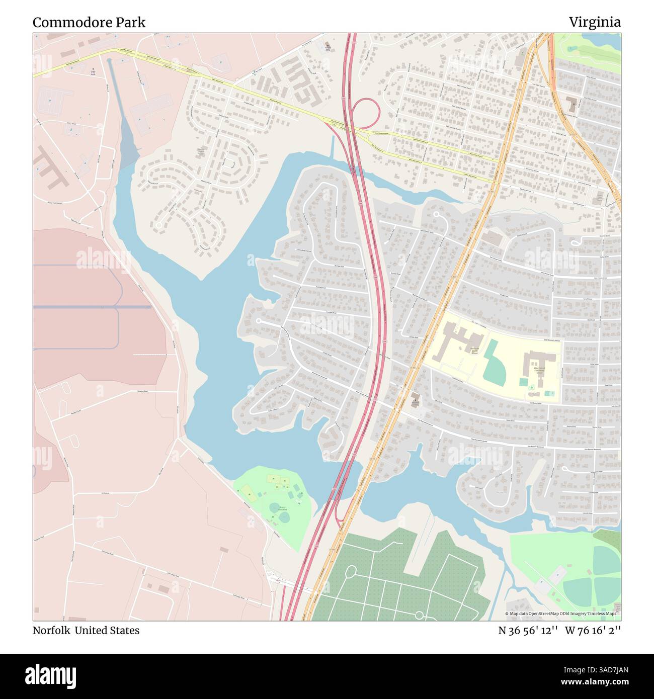 Commodore Park, Norfolk, United States, Virginia, N 36 56' 12'', W 76 ...