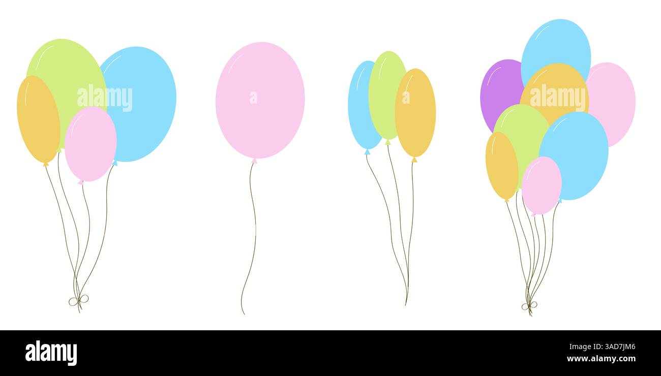 Set of different balloons. Good for cards, events, posters. Flat design ...