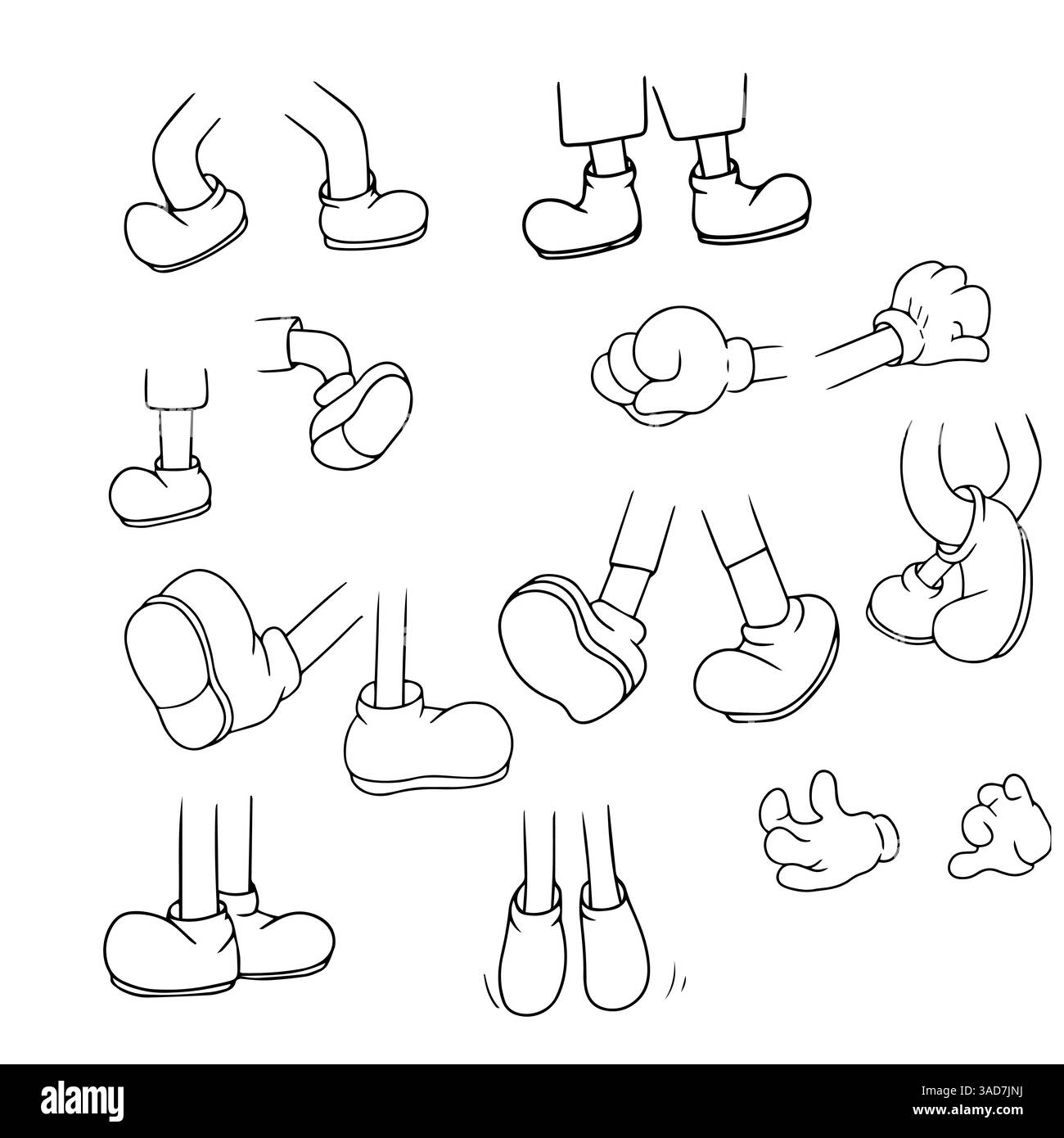 Set of line legs and hands . Cartoon style, mascot Stock Vector Image ...