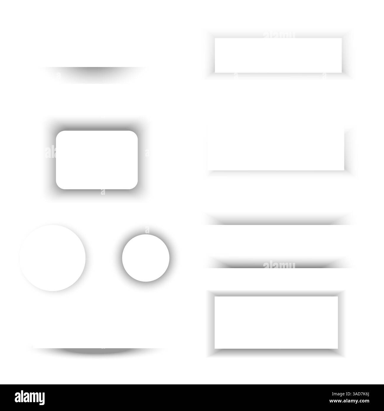 Set of geometric shadow forms. Round, rectangle button with shadow ...