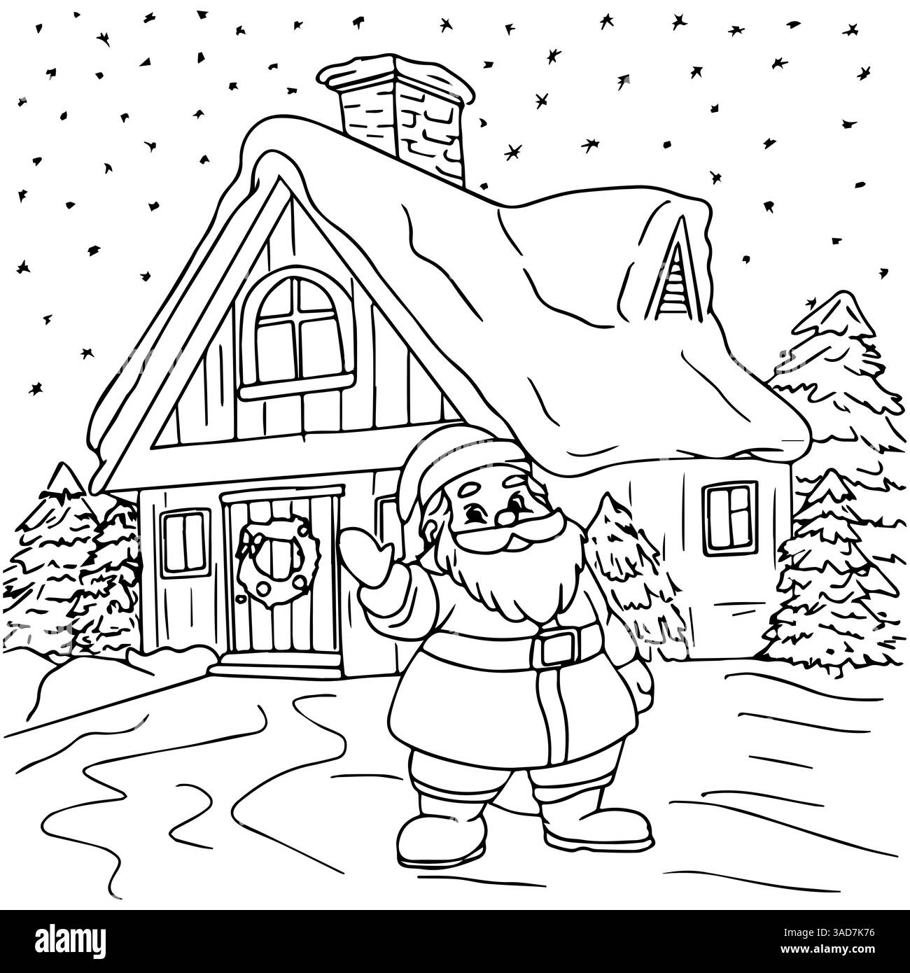 Coloring pages with winter landscape, coloring book Stock Vector Image ...