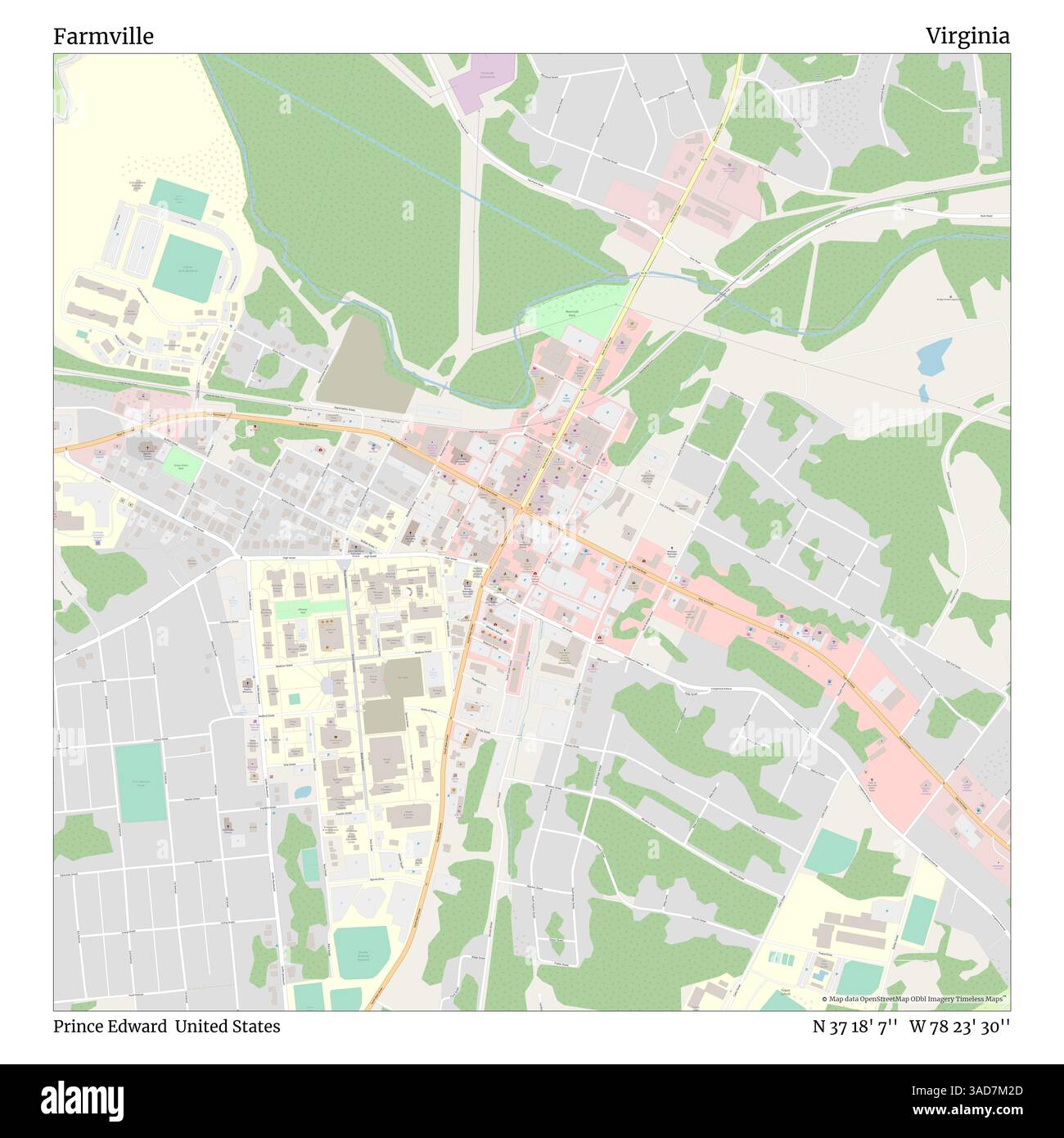Farmville, Prince Edward, United States, Virginia, N 37 18' 7'', W 78 ...