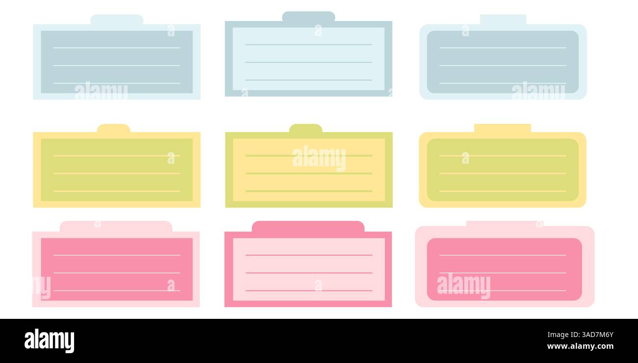 Notebook Labels Vector Template Design. Cute paper notes. Stationary ...