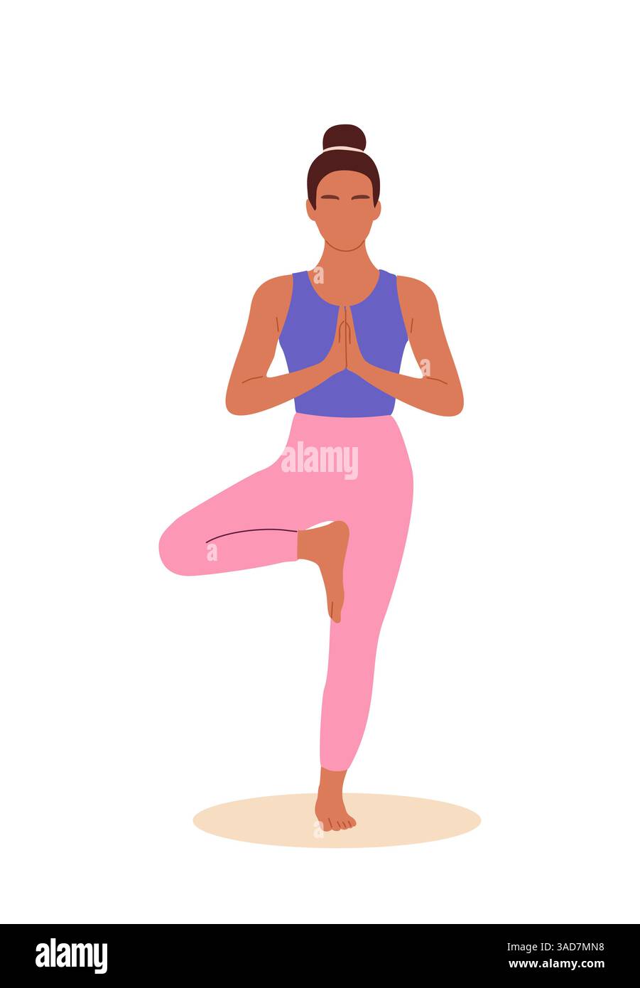 Happy woman standing in Tree pose and meditating Stock Vector Image ...