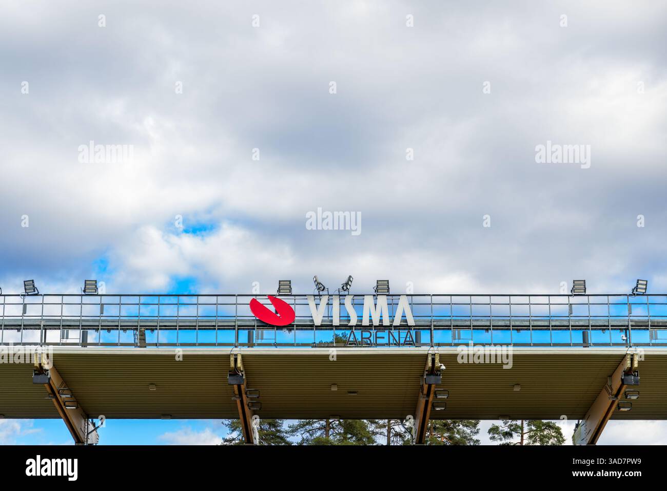 250405 Interiör av Visma Arena inför fotbollsmatchen i Allsvenskan ...