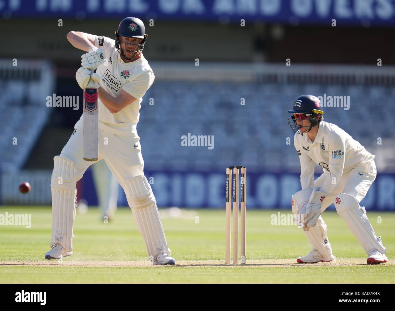 Lancashire's Luke Wells on day two of the Rothesay County Championship ...