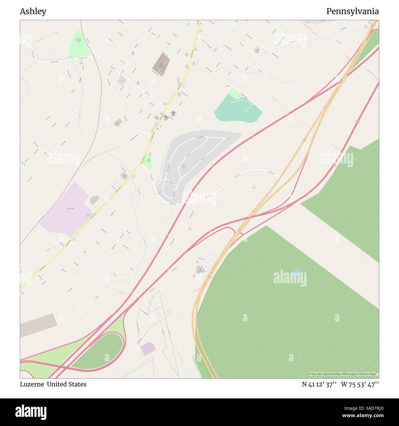 Ashley, Luzerne, United States, Pennsylvania, N 41 12' 37'', W 75 53 ...