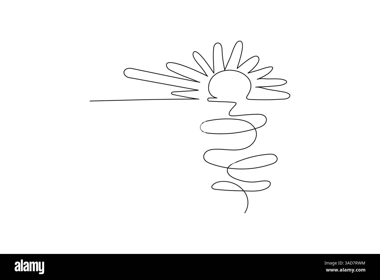 Sunset single line art continuous one line drawing of Isolated outline ...