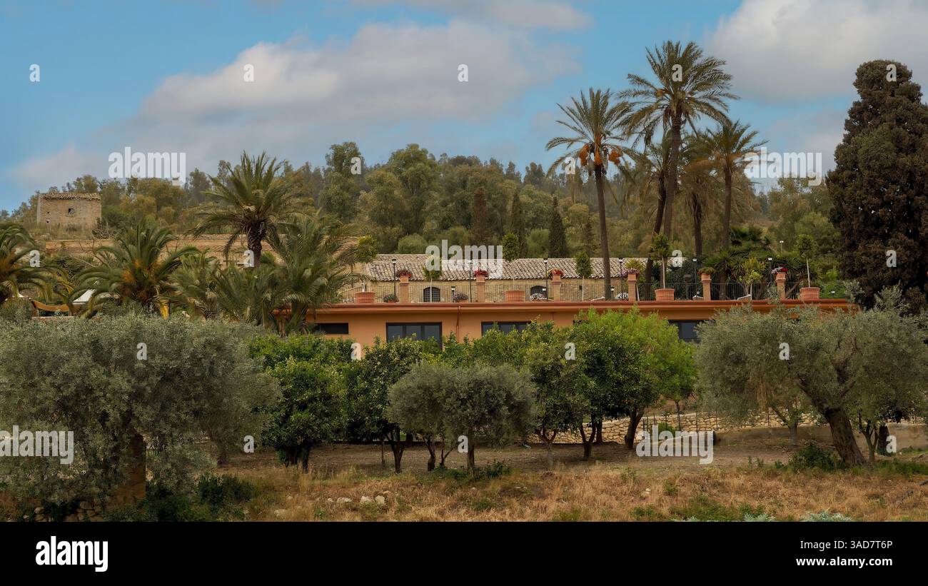 Scenic Mediterranean Villa Surrounded by Lush Greenery and Majestic ...