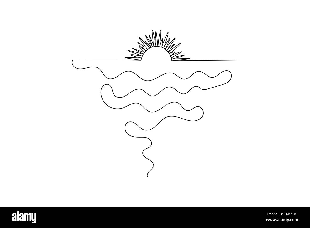 Sunset single line art continuous one line drawing of Isolated outline ...