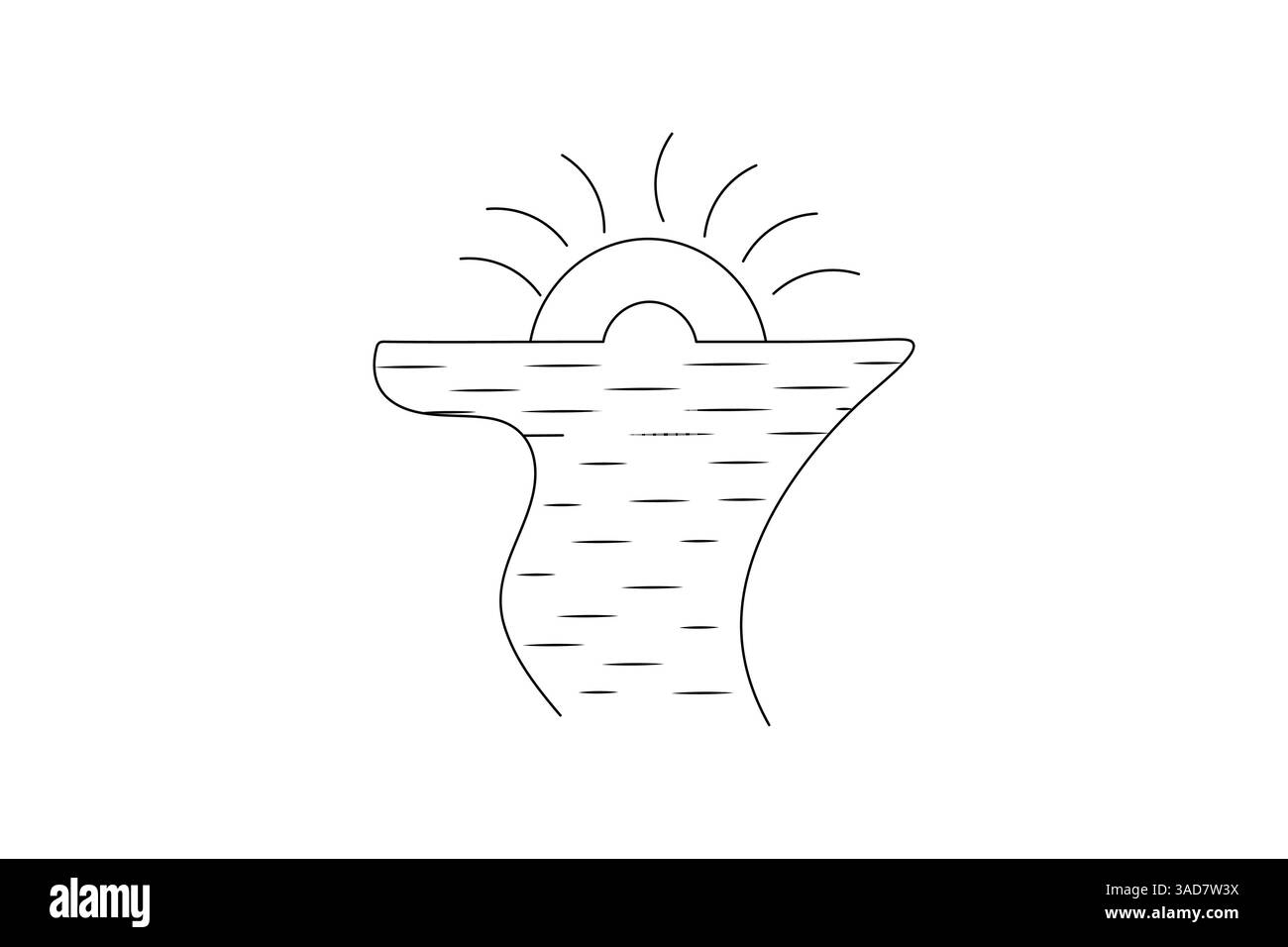Sunset single line art continuous one line drawing of Isolated outline ...