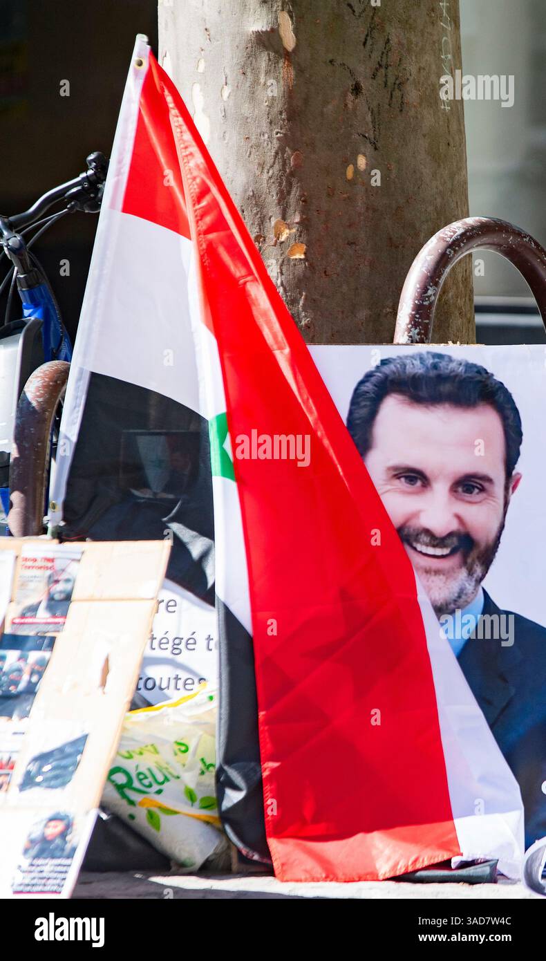 Lausanne Switzerland, 04/05/2025: The flag of Syria as a symbol during ...
