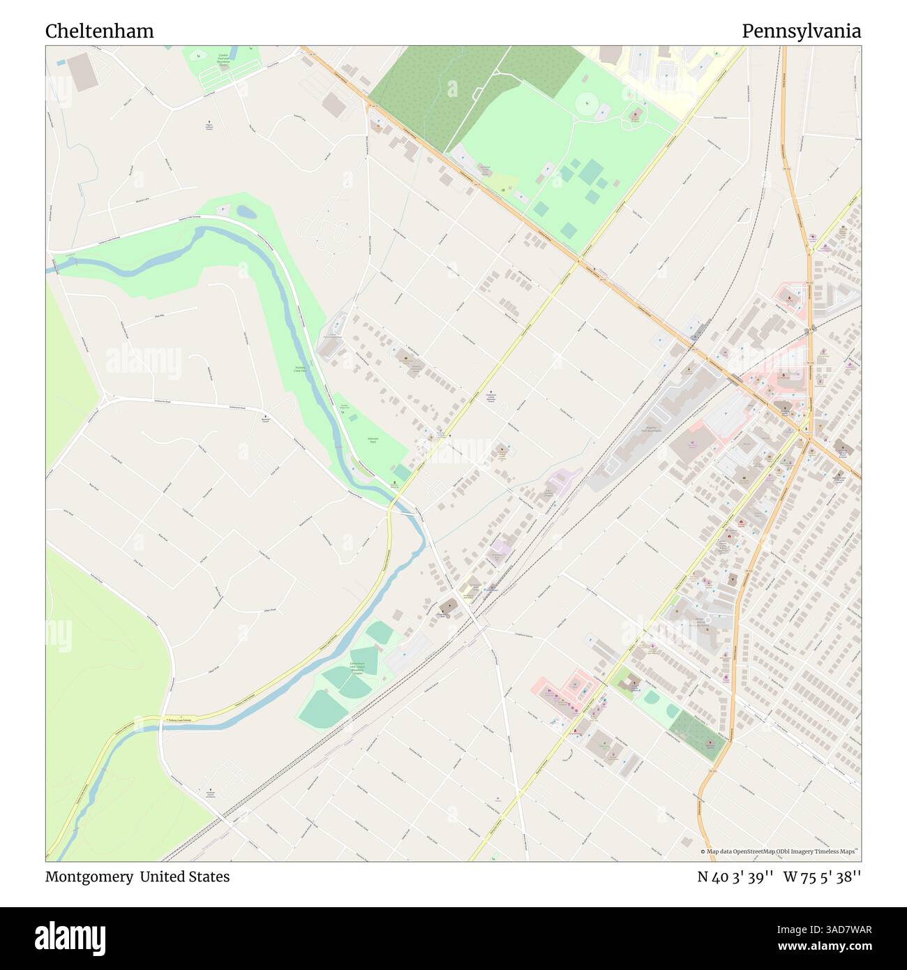 Cheltenham, Montgomery, United States, Pennsylvania, N 40 3' 39'', W 75 ...