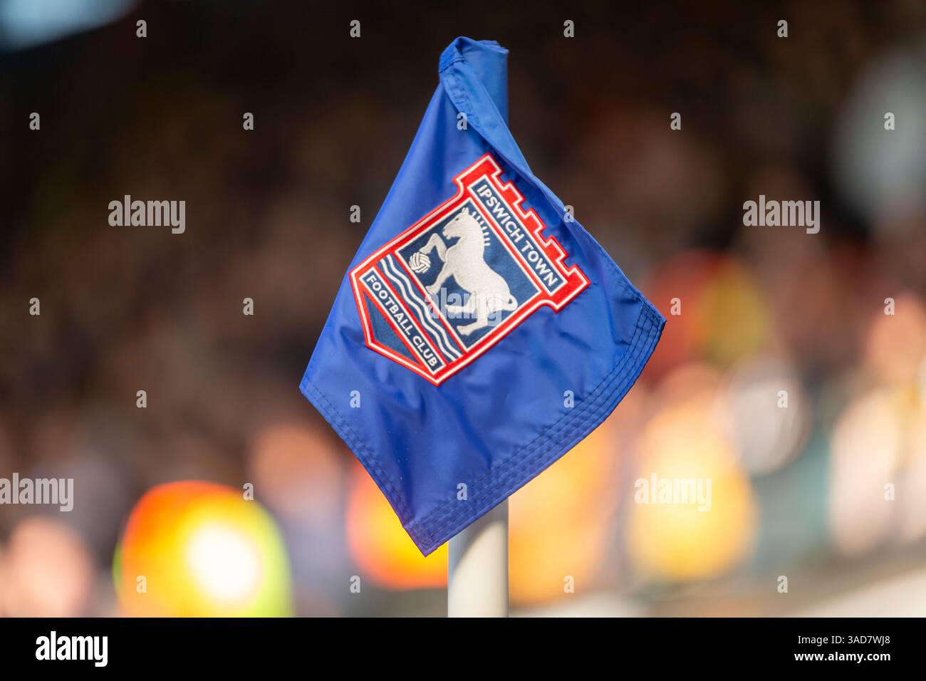 A detailed view of Ipswich Town corner flag during the Premier League ...