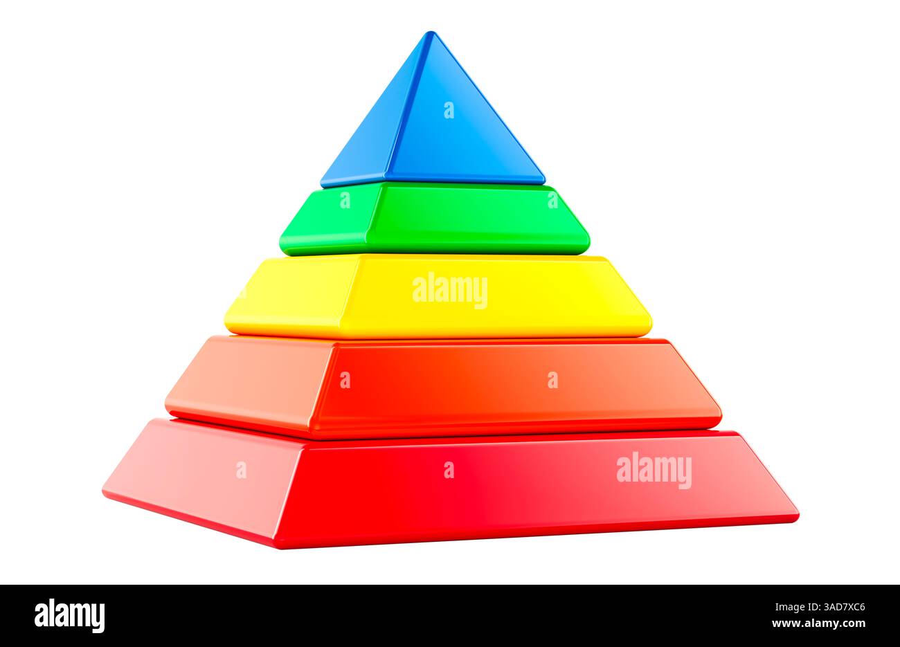 Pyramid with color levels, pyramid chart. 3d rendering isolated on ...