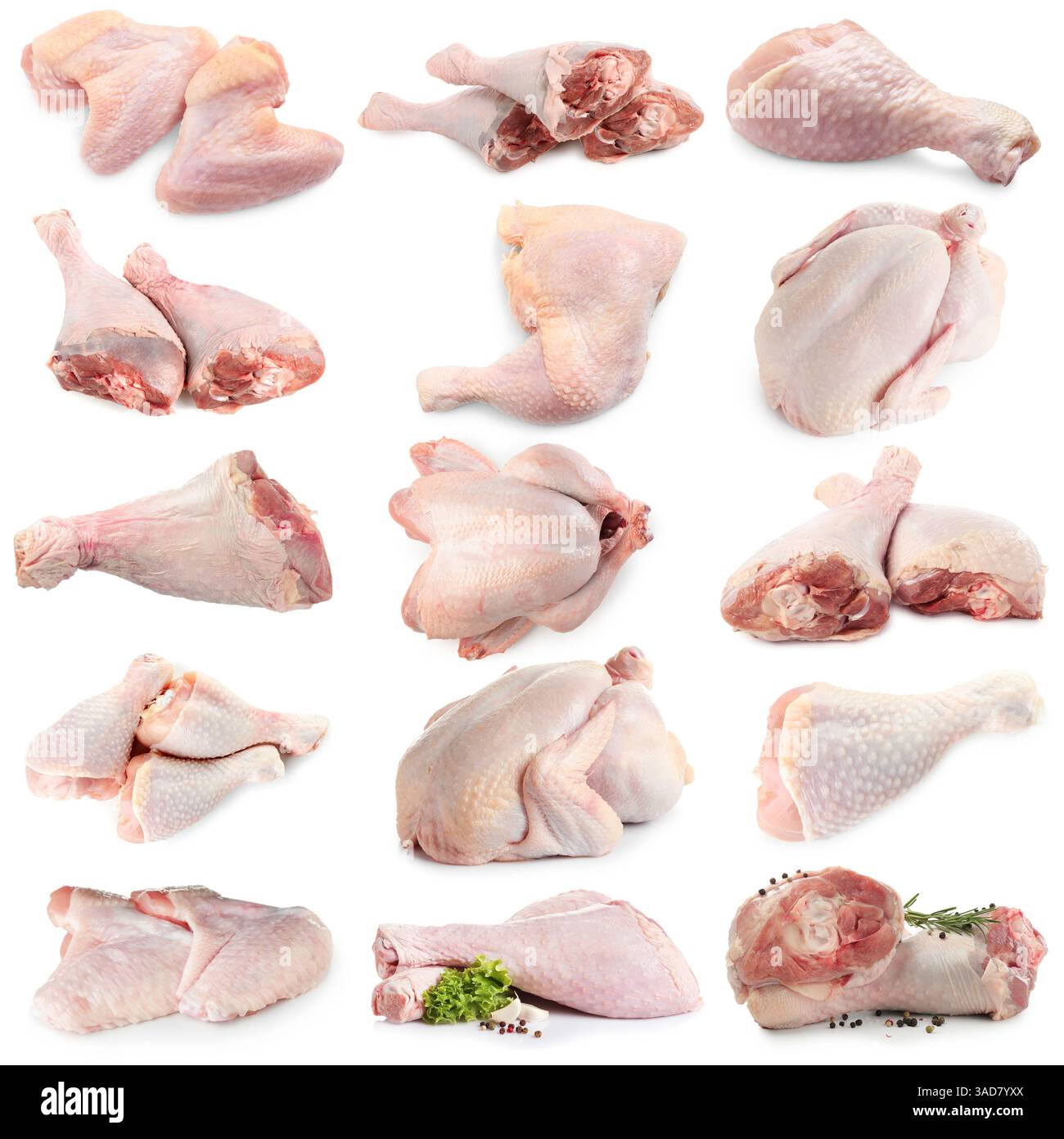 Fresh chicken meat isolated on white, set Stock Photo - Alamy