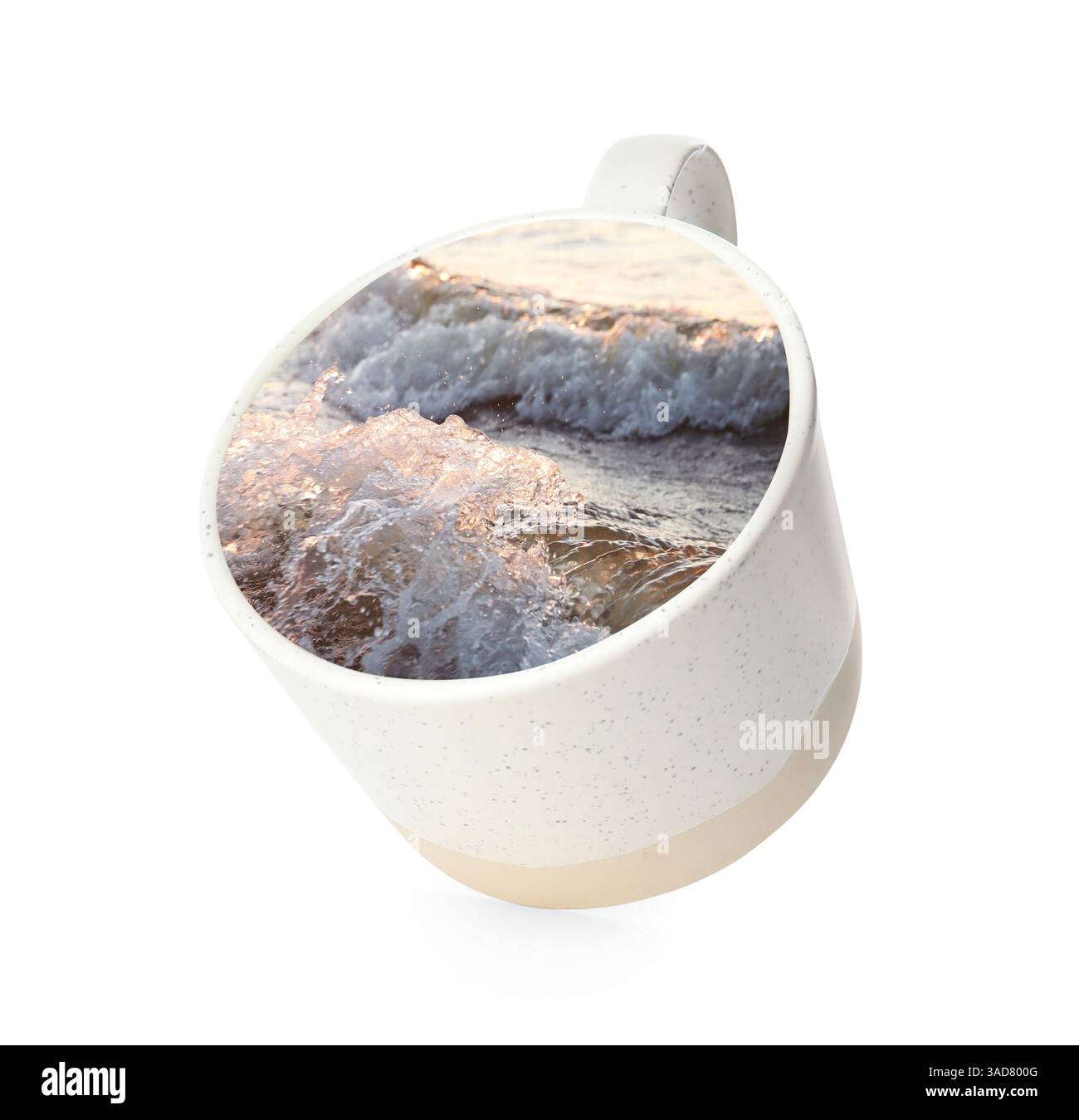 Ceramic cup with sea waves instead of drink isolated on white Stock ...