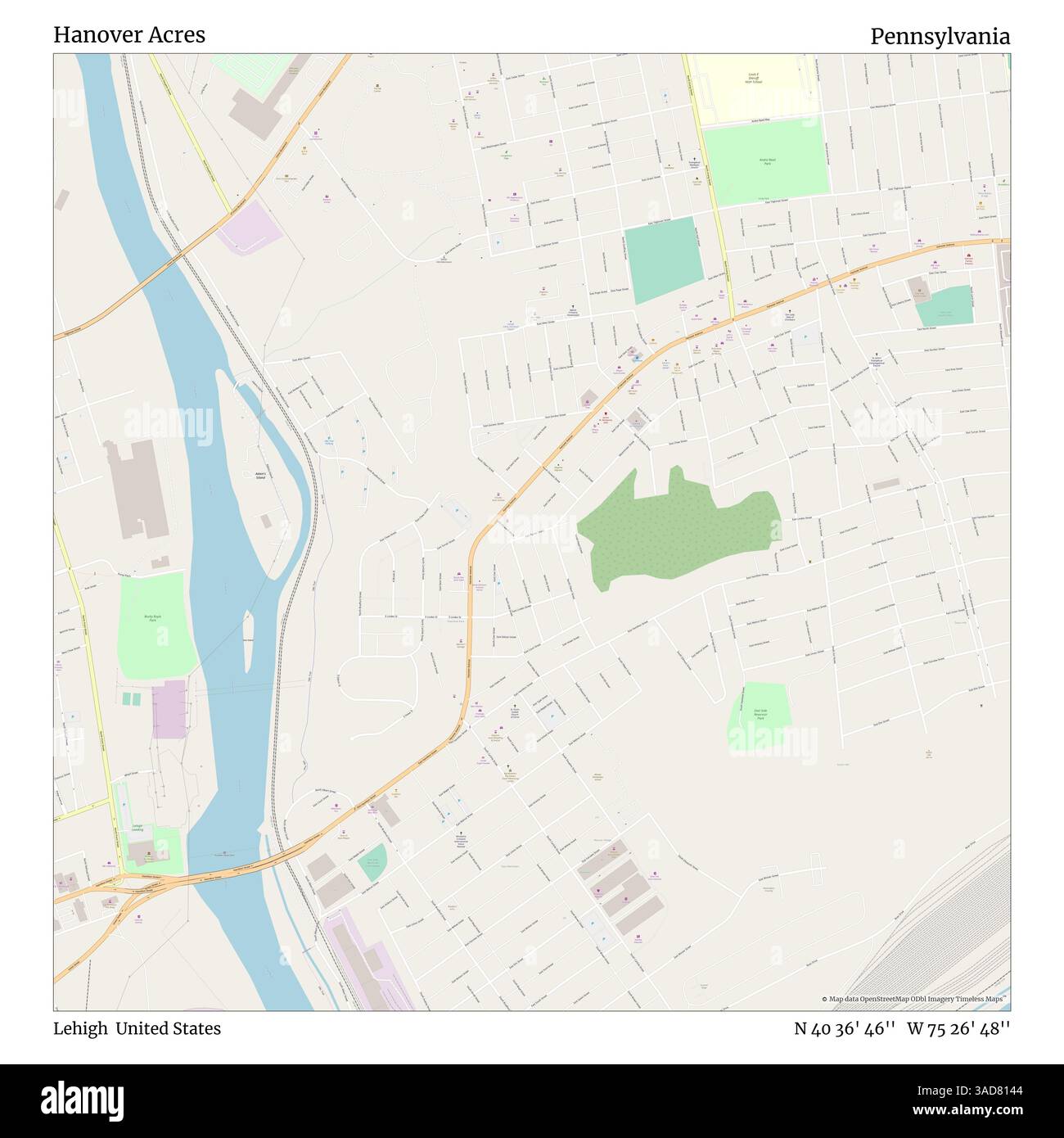 Hanover Acres, Lehigh, United States, Pennsylvania, N 40 36' 46'', W 75 ...